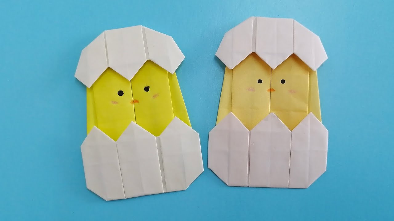 Origami Easter eggs with chick | Easter Origami Chick in Egg | Origami ...