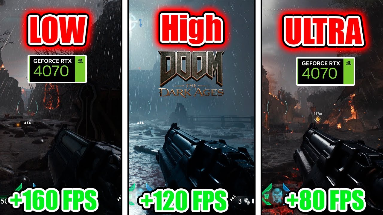 Doom : The Dark Ages RTX 4070 12GB | Low vs High vs Ultra Graphics ...