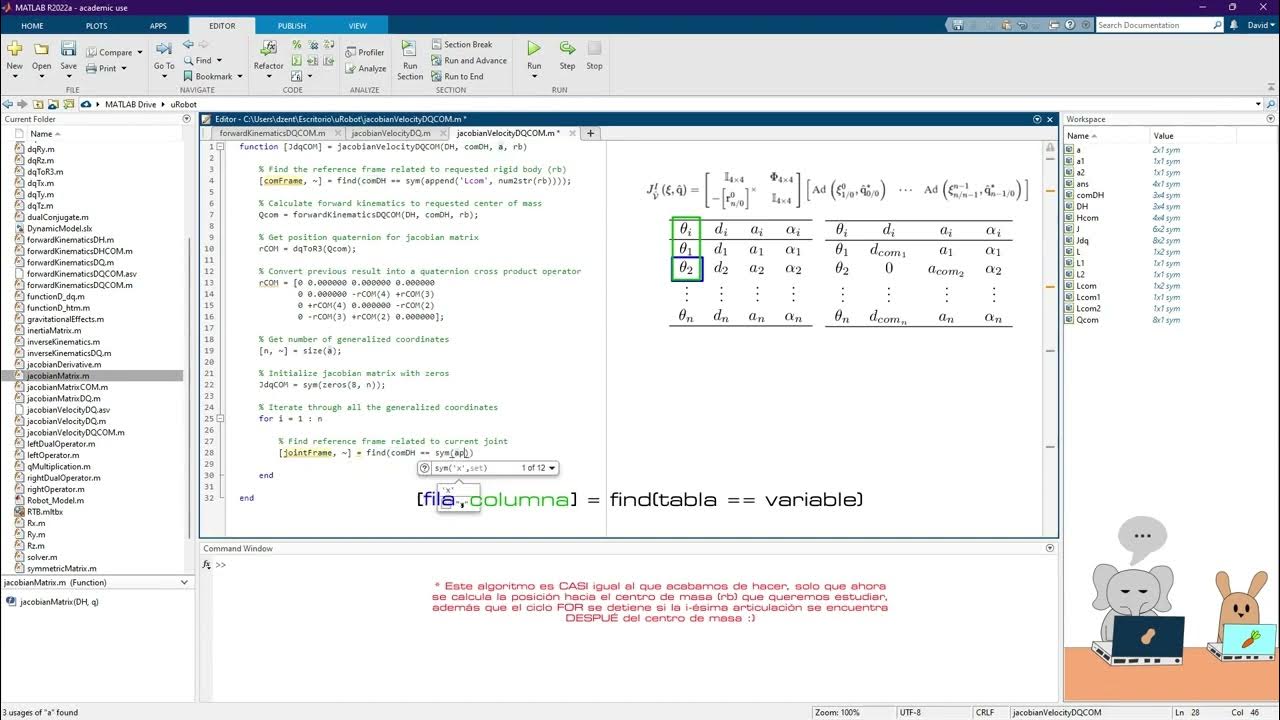 MODELO #DINÁMICO DE UN #ROBOT CON #CUATERNIONES DUALES II: CÁLCULO CON #MATLAB | zDynamics - YouTube
