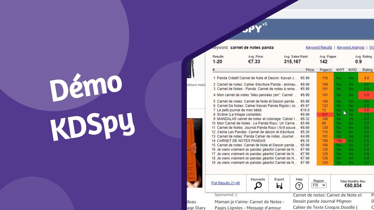 KDSpy, l'outil de recherche de niches et de mots clés pour AMAZON KDP ...