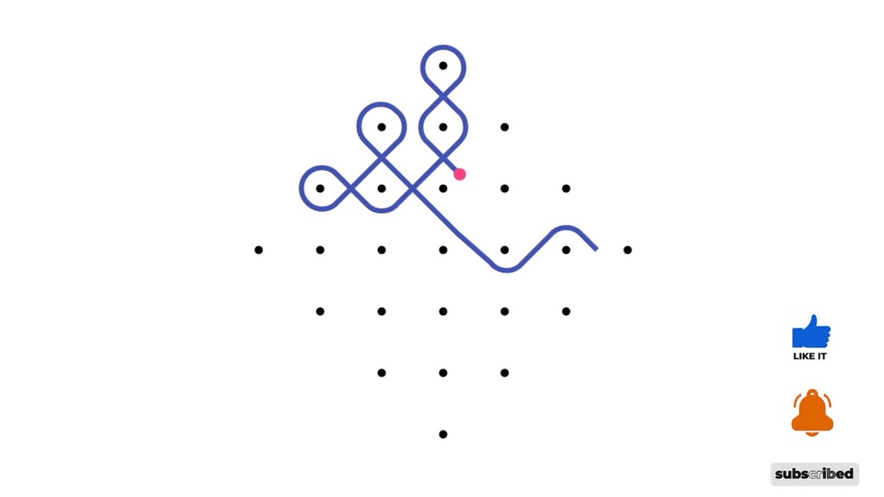 7*1dots straightpattern🌾Easy kolamdesigns with 7dots🌾Muggulu for ...