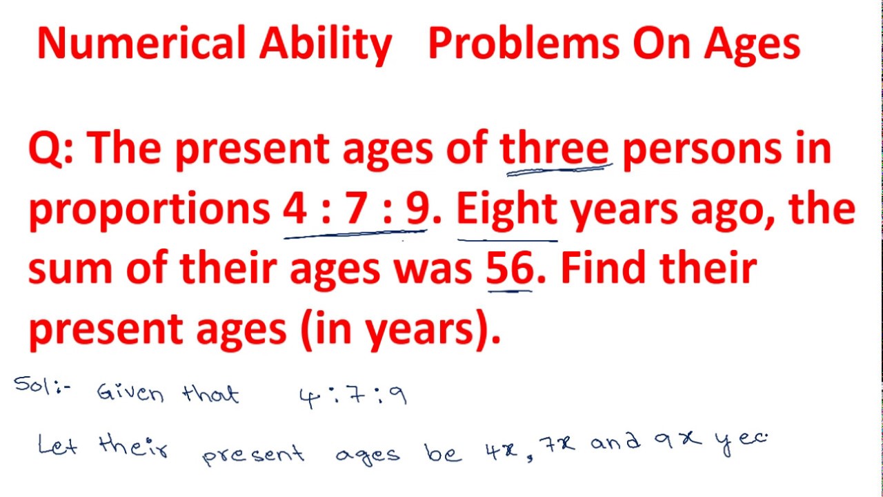 Problems On Ages 11 | Numerical Ability Tricks-with solutions-Questions ...
