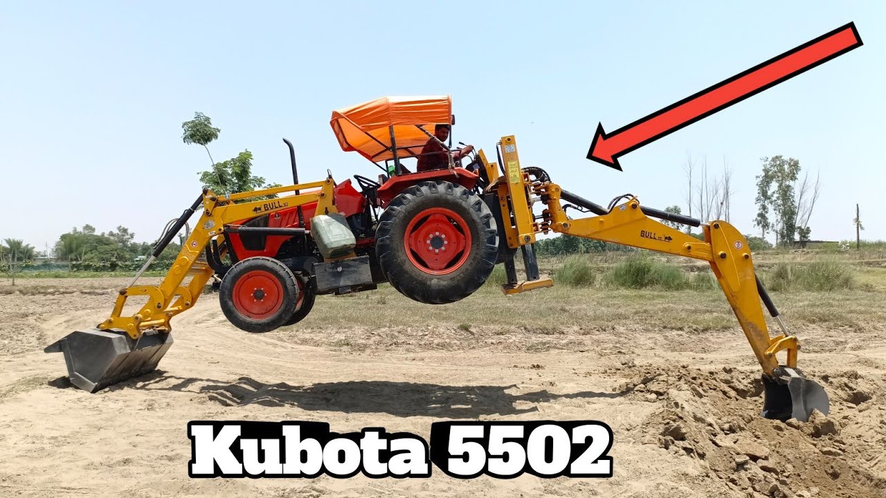 Kubota 5502 attached with Backhoe Loader / kubota tractor attach with JCB performance - YouTube
