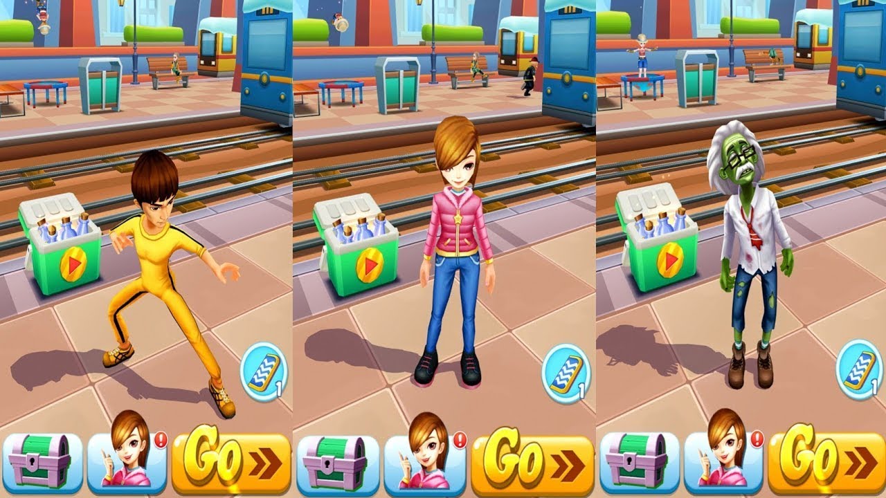 Most Fun Game - Subway Surfers Game - 3 Characters Run - Bruce Lee ...
