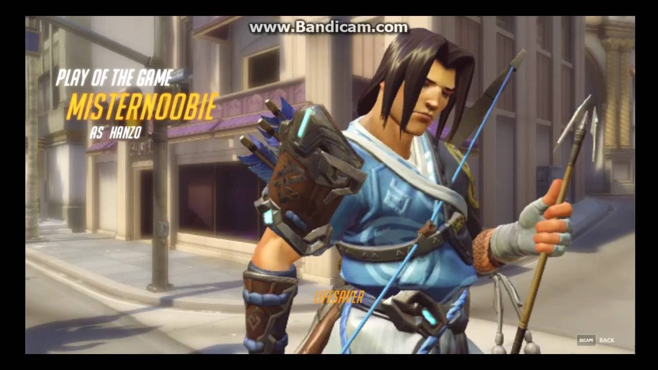 Overwatch Newbie LIFESAVER HANZO Play of the Game - YouTube