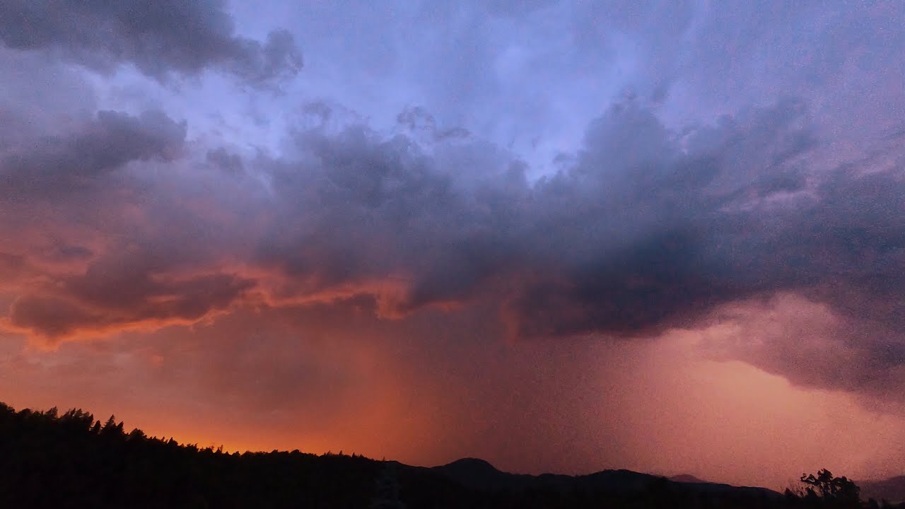 Severe Thunderstorm Backlit by Sunset Time Lapse 29-07-2021 - YouTube