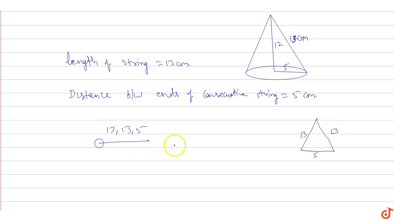 A ring,10 cm in diameter, is suspended from a point 12cm above its ...