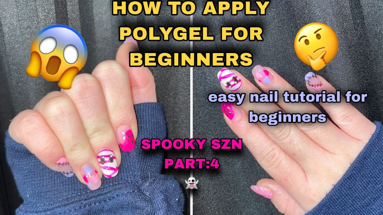 HOW TO APPLY POLYGEL FOR BEGINNERS | SPOOKY SZN 4 👻 | easy nail ...