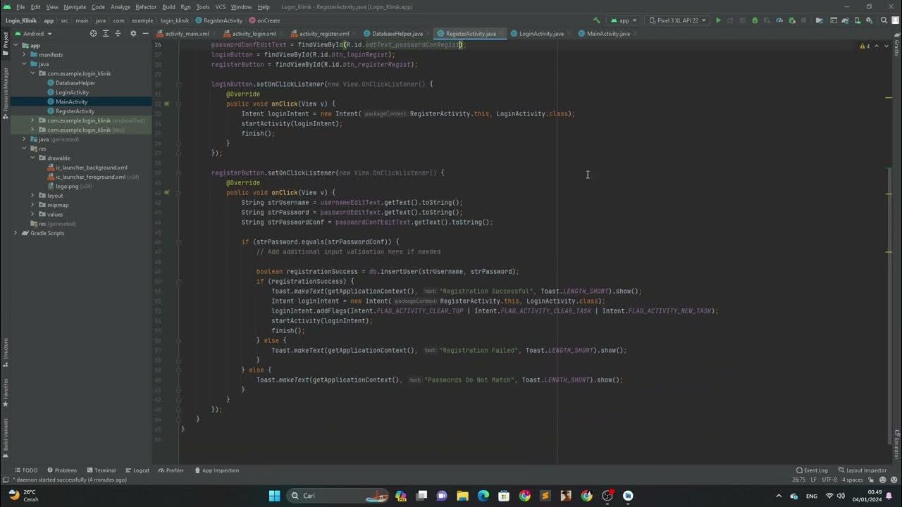 Membuat Aplikasi Login Klinik Android Sederhana dengan SQLite Database ...