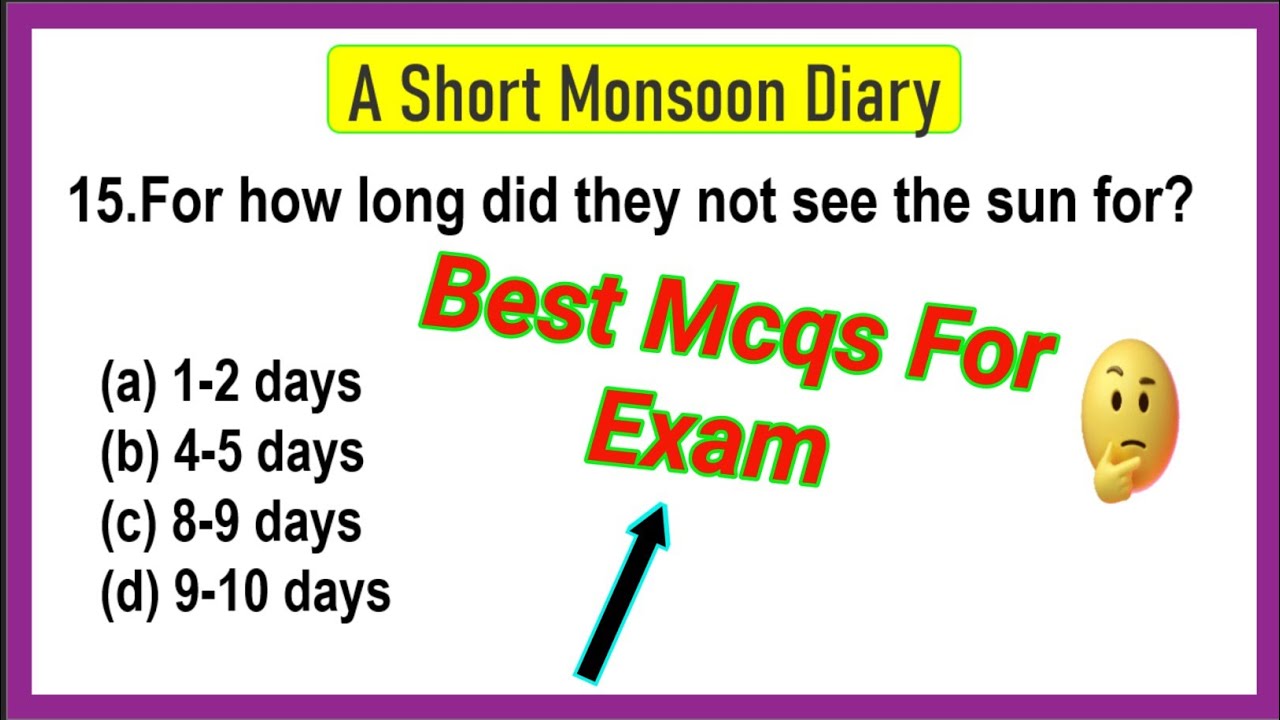 NCERT Class 8 English Chapter 8 A Short Monsoon Diary Multiple Choice ncert-class-8-english-chapter-8-a-short-monsoon-diary-multiple-choice