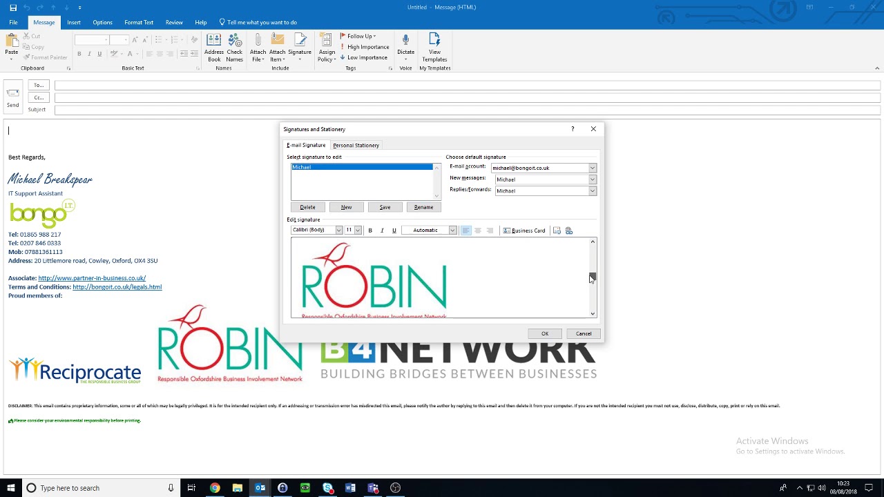 Outlook 2016 Signature Setup - YouTube