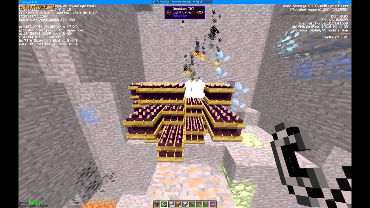 minecraft - obsidian tnt nuke fun (forgot to enable the mic) - YouTube