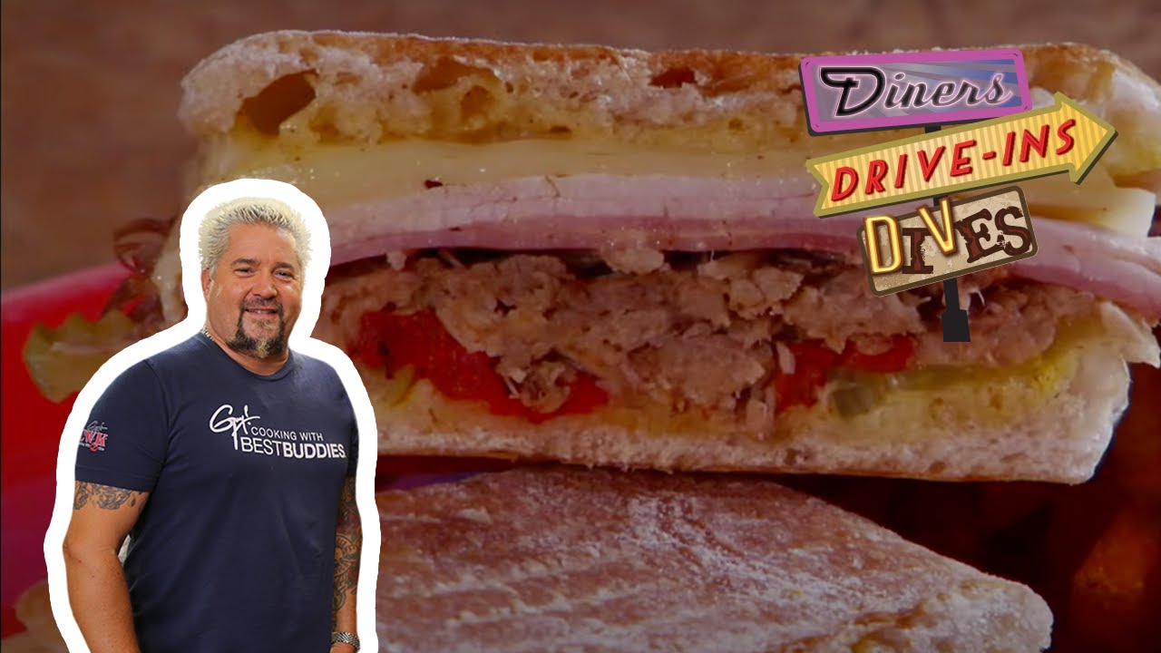 Guy Fieri Eats a Cuban-Style Sandwich at the Pit Stop | Diners, Drive ...