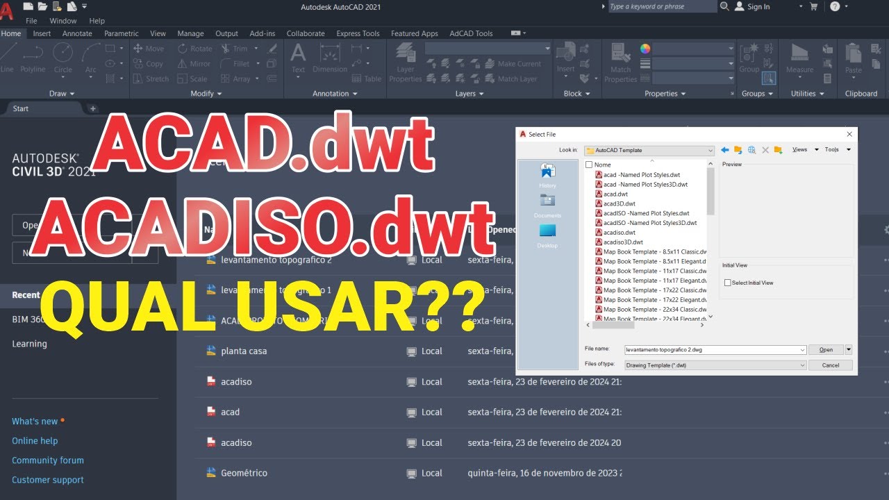 TEMPLATES ACAD.dwt E ACADISO.dwt: QUAL USAR? - YouTube
