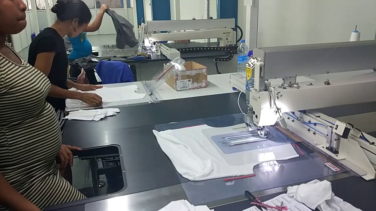 POLO Shirt placket opening by JOOKE CNC Template Sewing Machine - YouTube