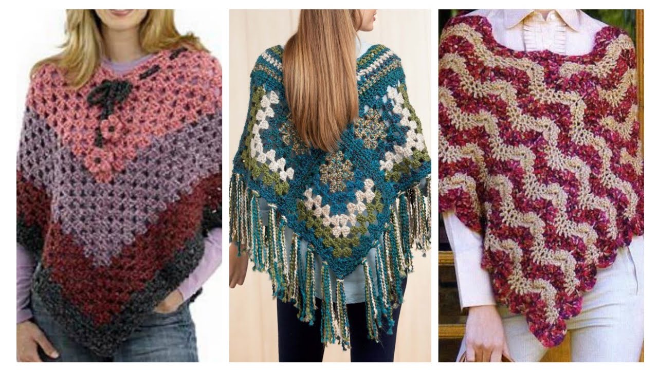 so beautiful and Awesome elegant crochet handknit V shape shawl/poncho ...