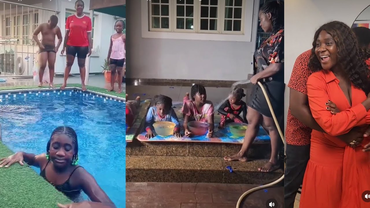 Mercy Johnson And Her Kids Creates A Scene At Their Private Swimming ...