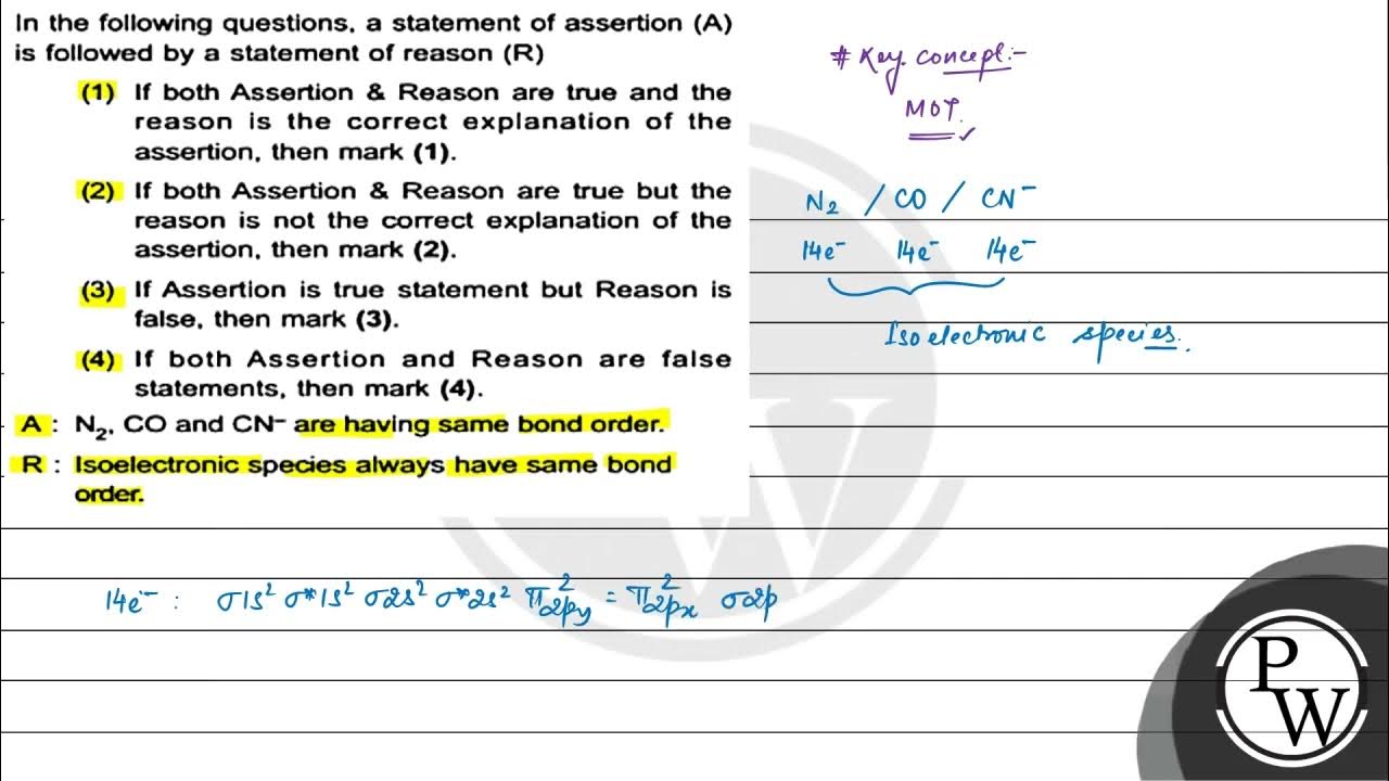 In the following questions, a statement of assertion (A) is followed by a statement of reason (R ...