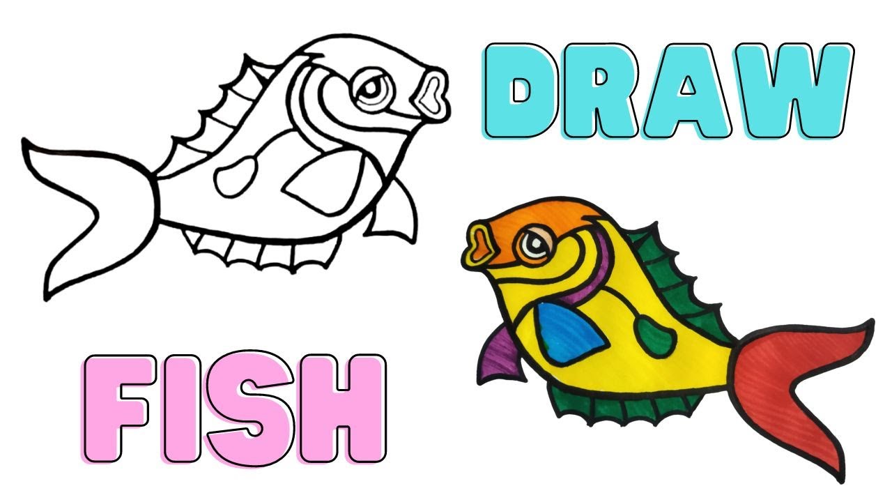 How to Draw Fish I Learn Kids Drawing Step by Step - YouTube