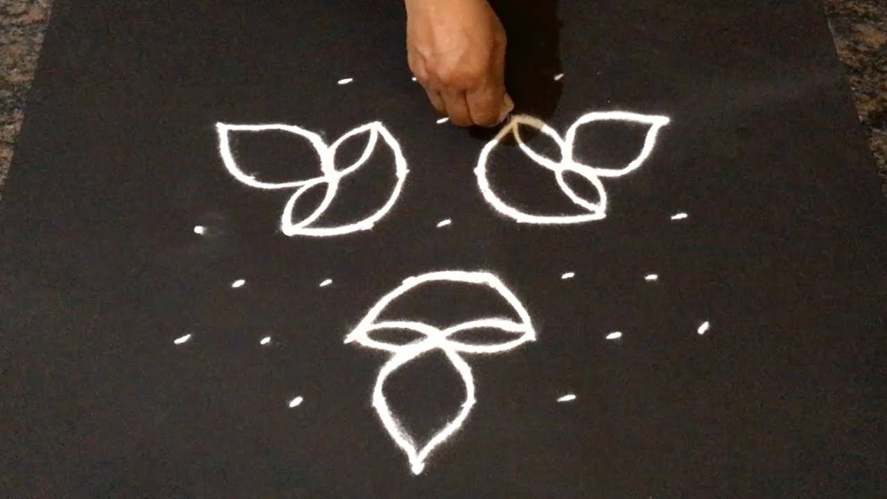 Simple Deepa Rangoli Design with Colours and 7x4 Dots | Easy Daily ...