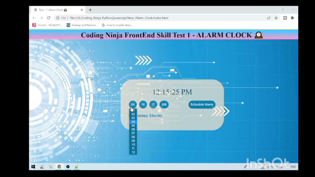 Alarm Clock Using Vanila JS | Alarm Clock Project Using Vanila JS | Alarm Clock Project coding ...