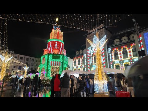 WalkZen Christmas Market Craiova Walking Tour 4K 🚶‍♀️🌧️