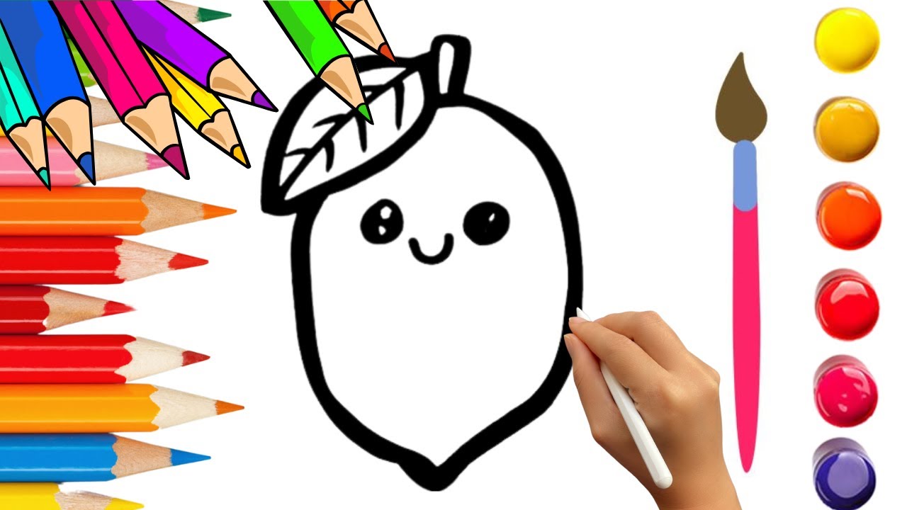 How To Draw cute lemon Drawing, Painting & Coloring For Kids and ...