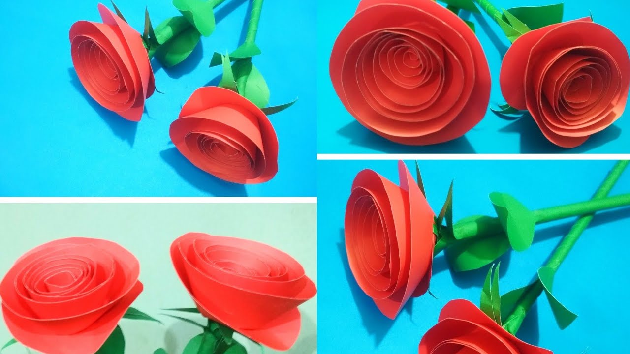 Diy paper flower || Rose flower with paper || how to make paper rose ...