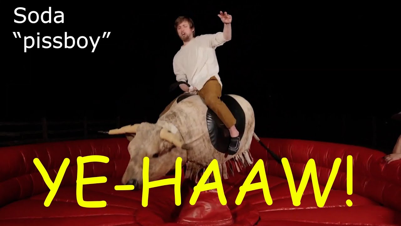 Soda rides the mechanical bull at the ranch... | ft ExtraEmily, FanFan ...