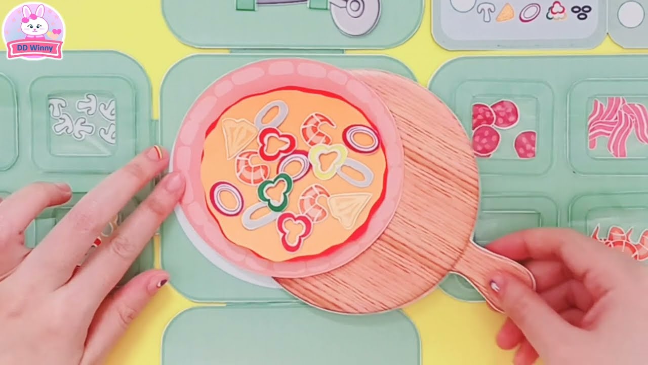 DIY Paper Pizza/ทำพิซซ่าน่ารักจากกระดาษ/Quiet book/cute pizza game ...