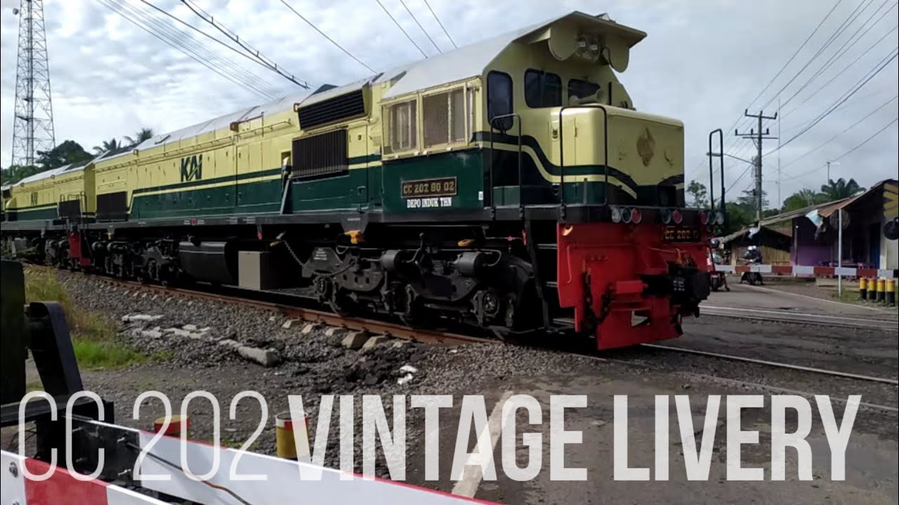 Lokomotif CC 202 Vintage livery menarik gerbong batubara - YouTube