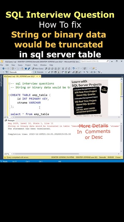 How To Fix String Or Binary Data Would Be Truncated In Table In Sql 