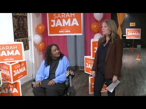 Ontario NDP leader shows support for Hamilton Centre candidate Sarah Jama - YouTube