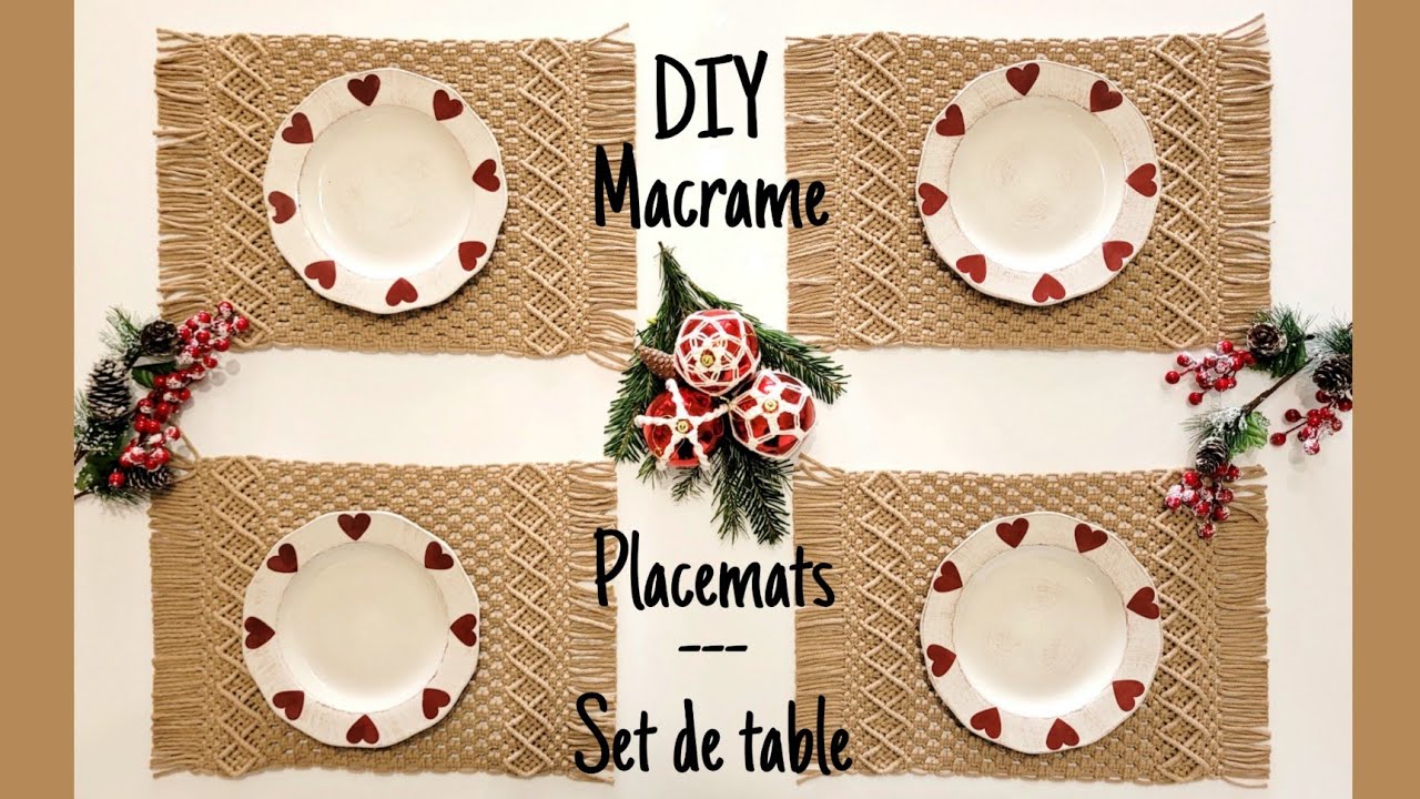 DIY Easy Tutorial Macrame Placemats EN-FR Tuto Set de table en macrame ...