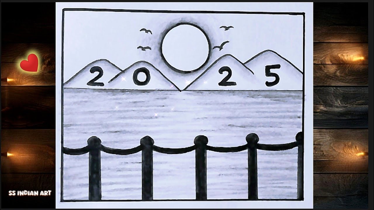 Happy New Year 2025 Drawing | new year drawing| new year card drawing ...
