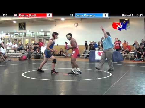 2012 Schoolboy Nat. Duals  120: Payton Scott vs. Jason Romero