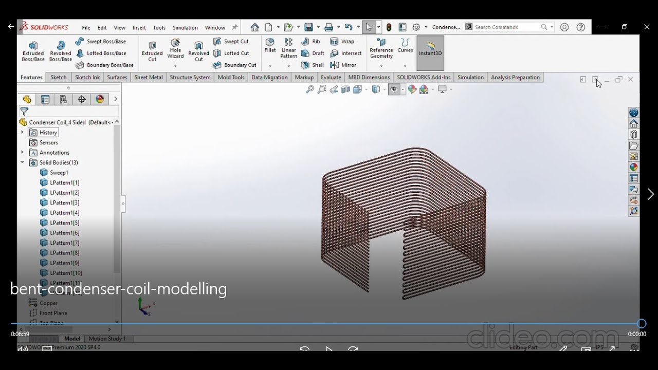 bent condenser coil modelling_Solidworks - YouTube
