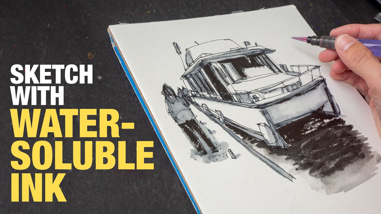 Sketching with Watersoluble ink - YouTube