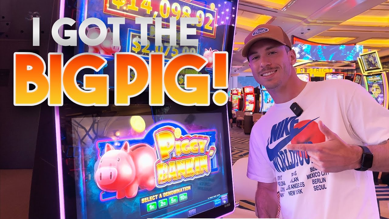 Playing A Piggy Bankin Slot Machine At Resorts World In Las Vegas ...