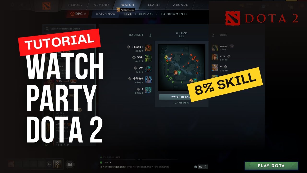 MENAMATKAN Tutorial Dota 2 - Watch a Live Match - YouTube