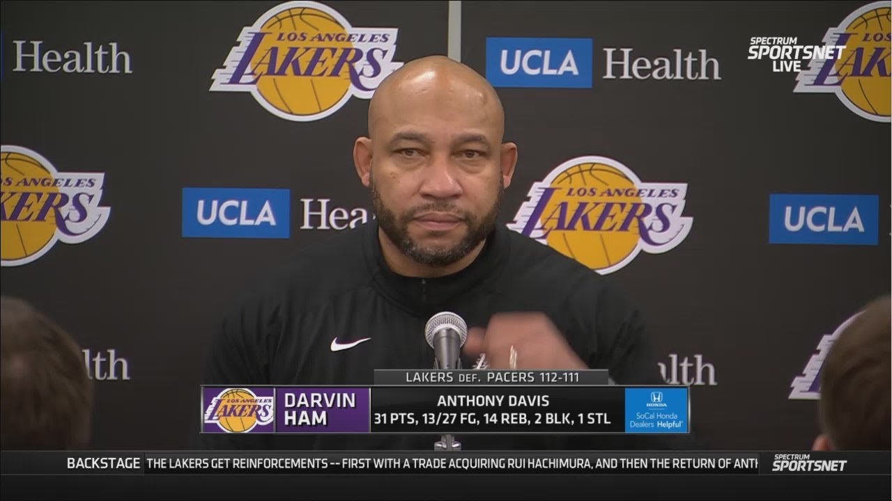 Darvin Ham Postgame Interview | Los Angeles Lakers beat Indiana Pacers 112-111 - YouTube