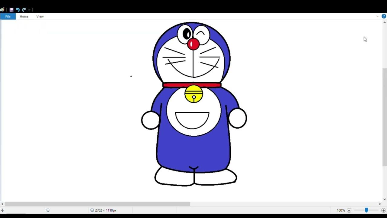 Draw a Doraemon with Ms paint || How to draw a Doraemon using computer ...