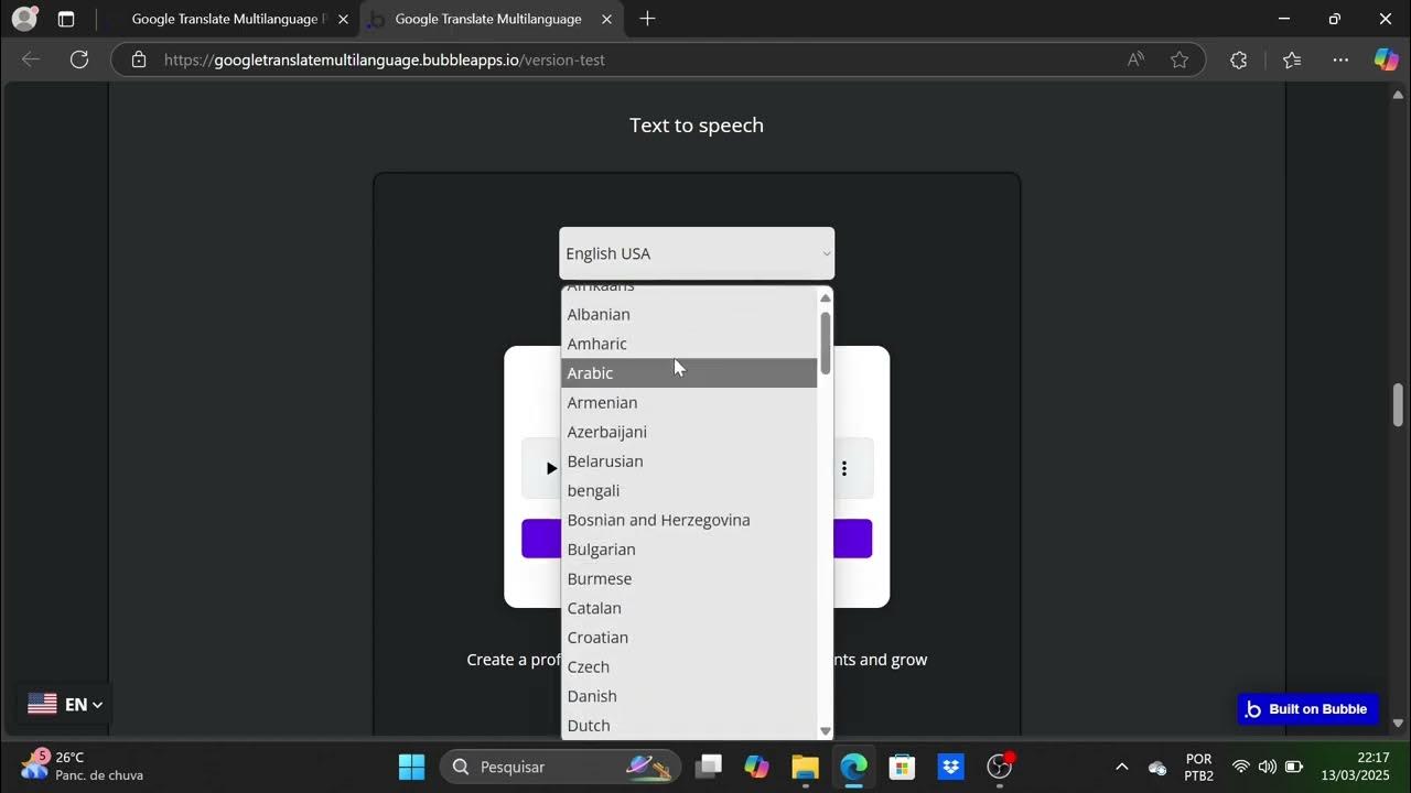 Speech to text with upload | Google Translate Multilanguage | Plugin for Bubble.io - YouTube