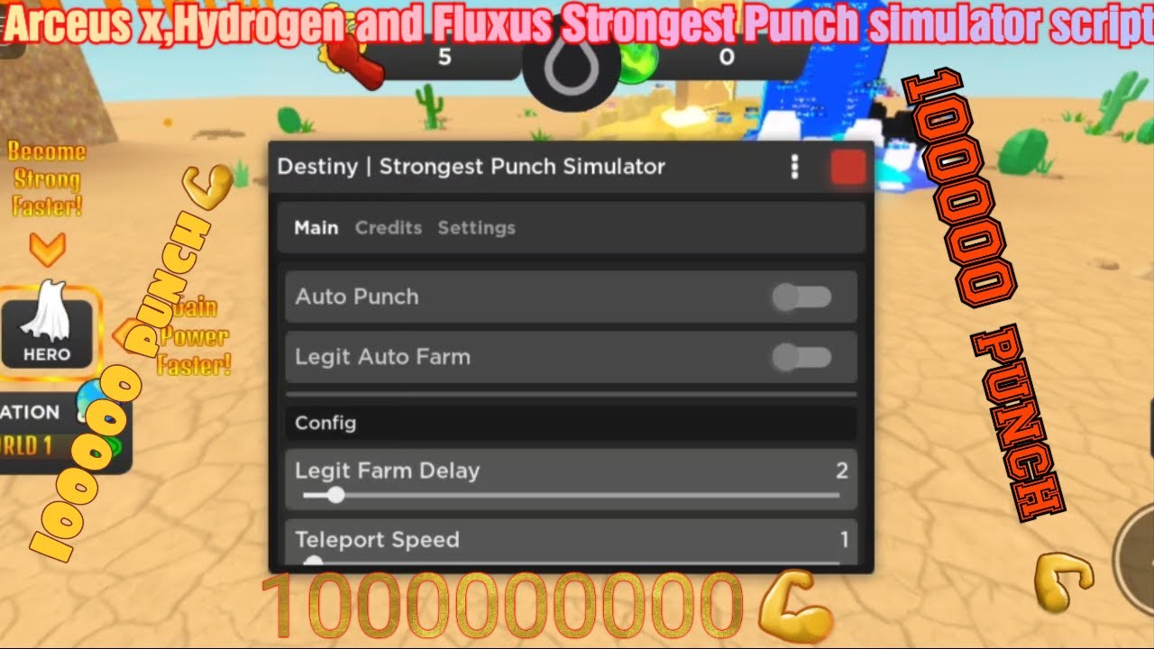 Arceus x,Hydrogen and Fluxus Strongest Punch simulator script 💪 - YouTube