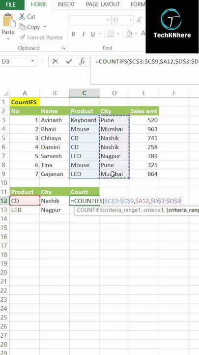 Excel CountIFS Function Tutorial - YouTube