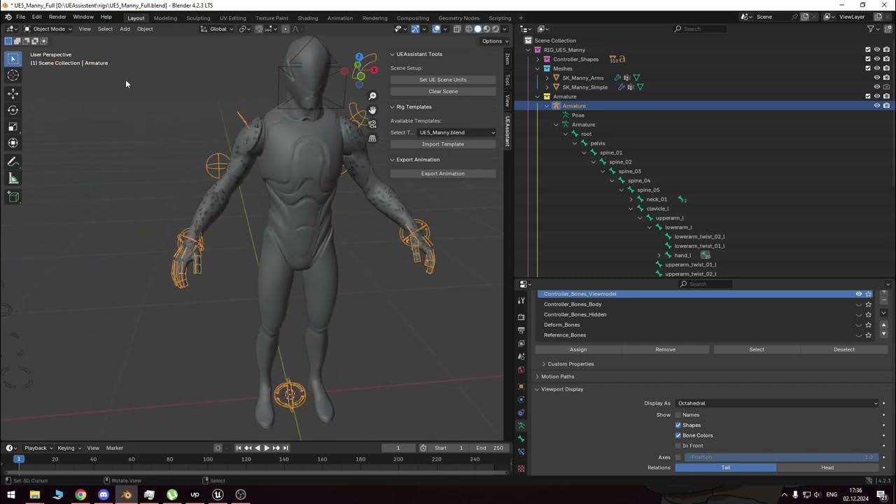 UE5 | Blender | Animation Add-On | Manny Skeleton Update (Add Weapon bone) - YouTube