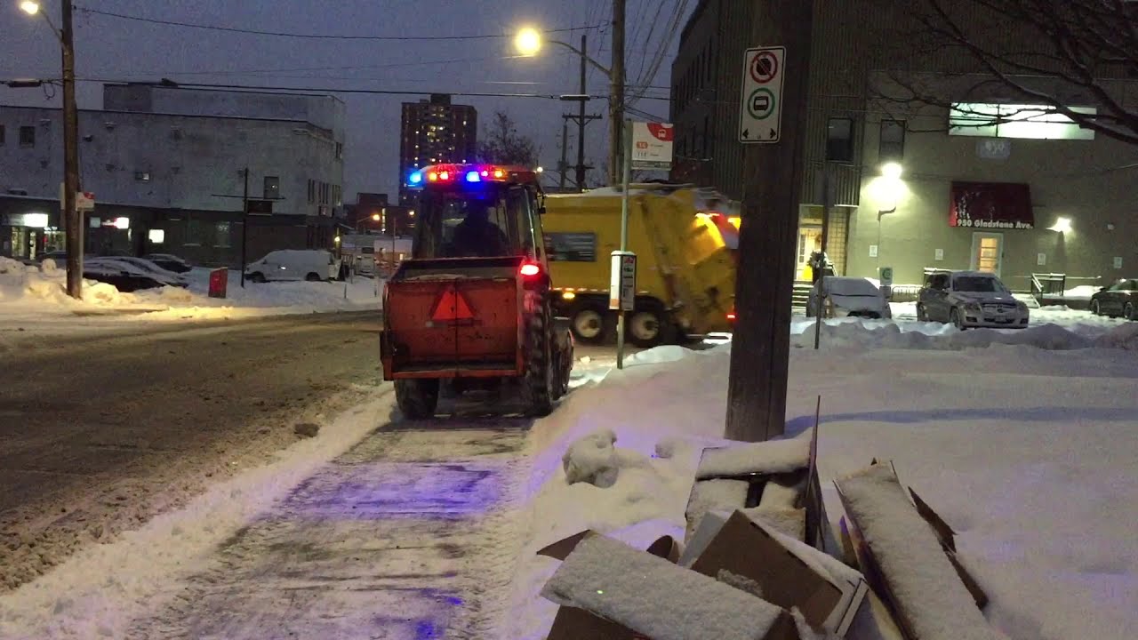 City Of Ottawa Kubota Sidewalk Machine Plowing. - YouTube