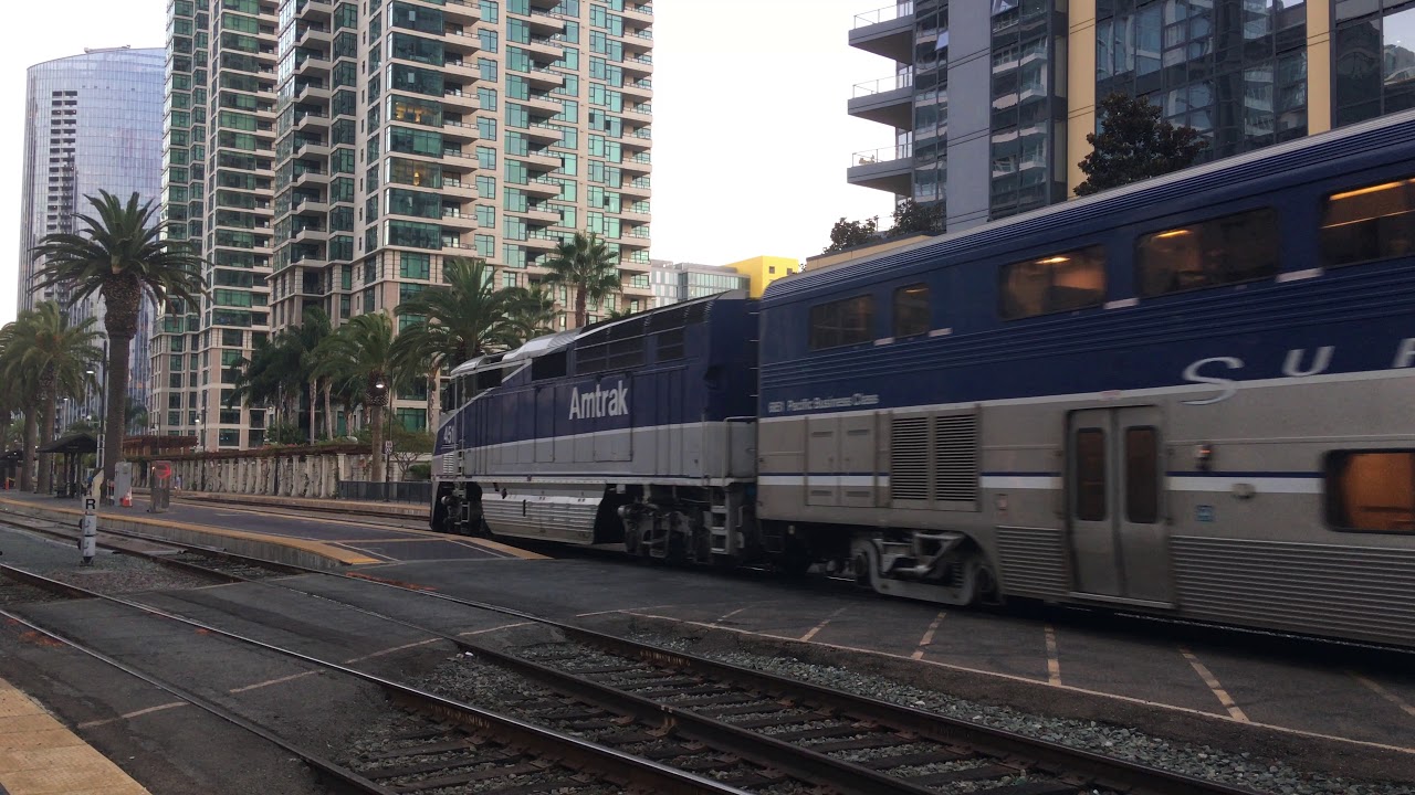 Amtrak 591 Leaving Downtown San Diego 9/22/2018 - YouTube