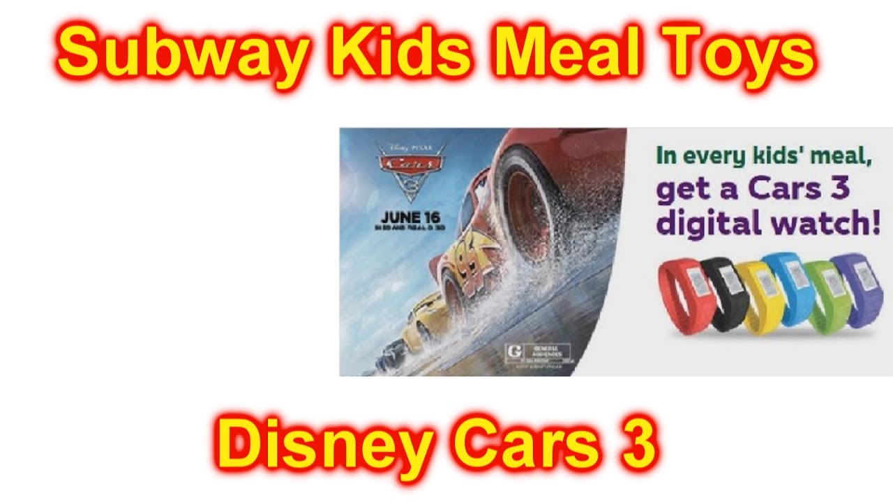 Disney Pixar "Cars 3" Movie Kids Meal Toys Subway Set of 6 Watches Open ...