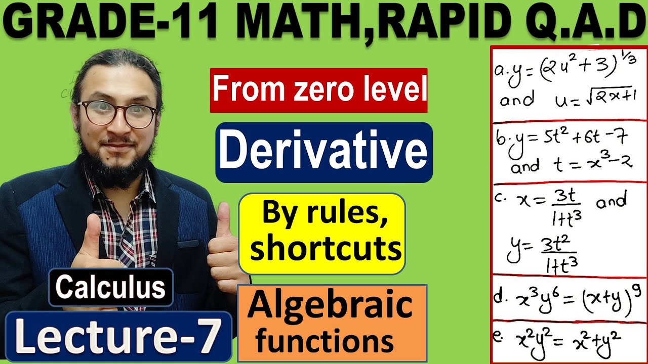 20.Grade-11, Math|| Derivatives || Lecture-7 || Shortcut||Rules||algebraic function||watch in ...